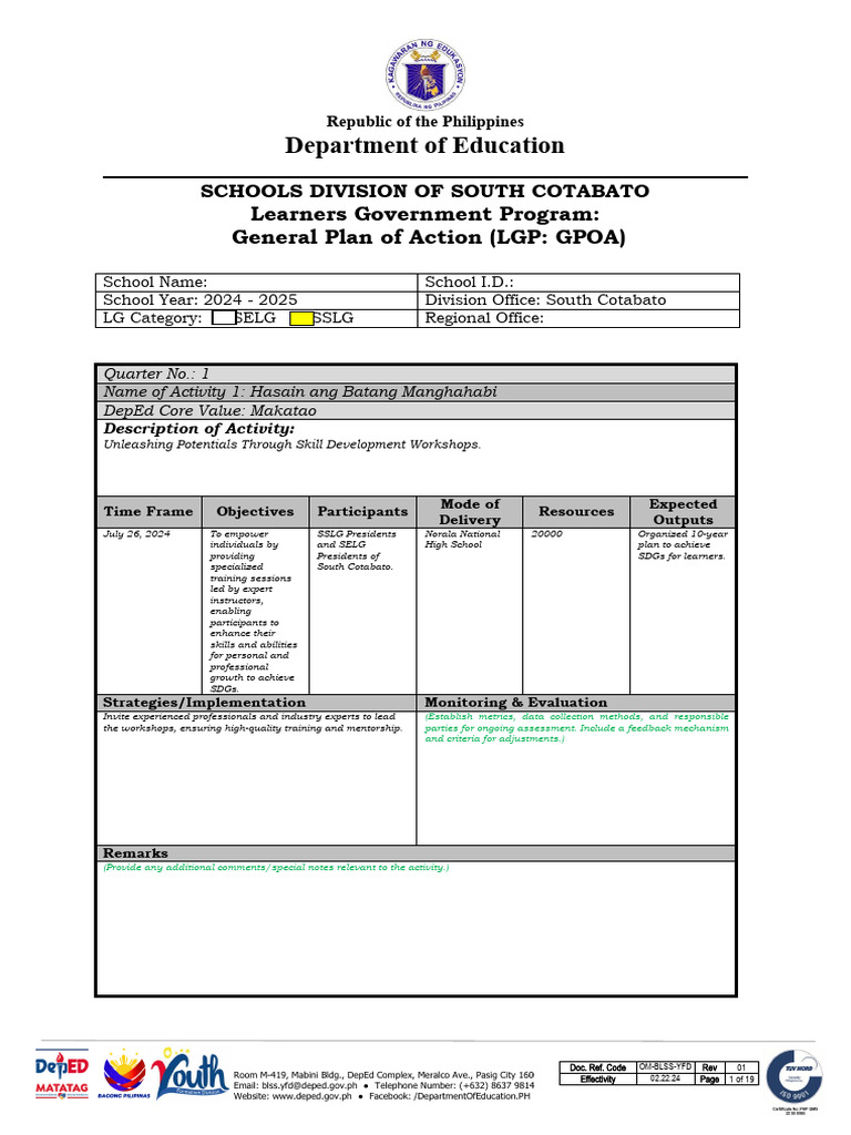 LGP Gpoa Template | PDF | Emergency Management | Disaster Risk Reduction