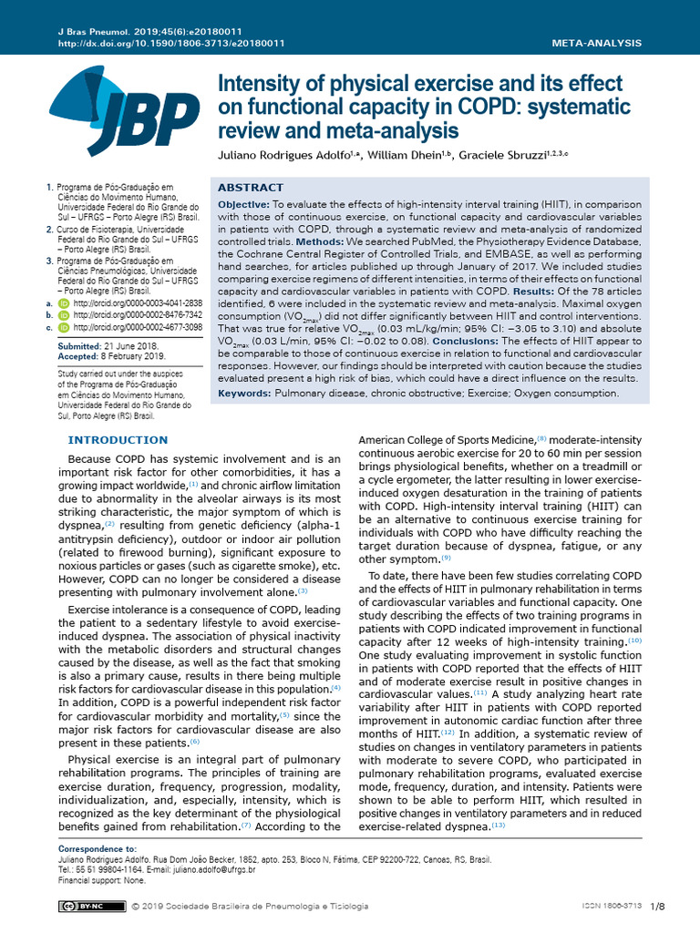 Intensity of Physical Exercise and Its Effect | PDF | Chronic ...