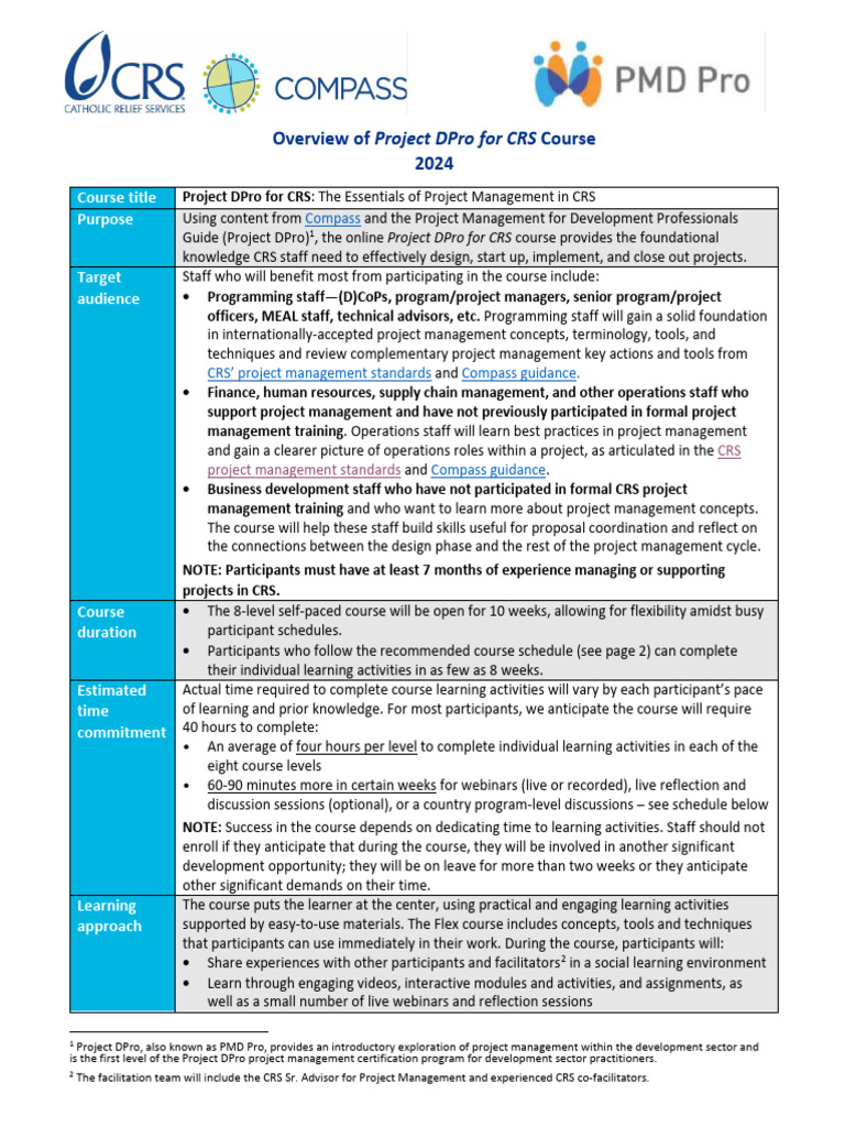 Project DPro Course Overview for CRS | PDF | Project Management | Learning