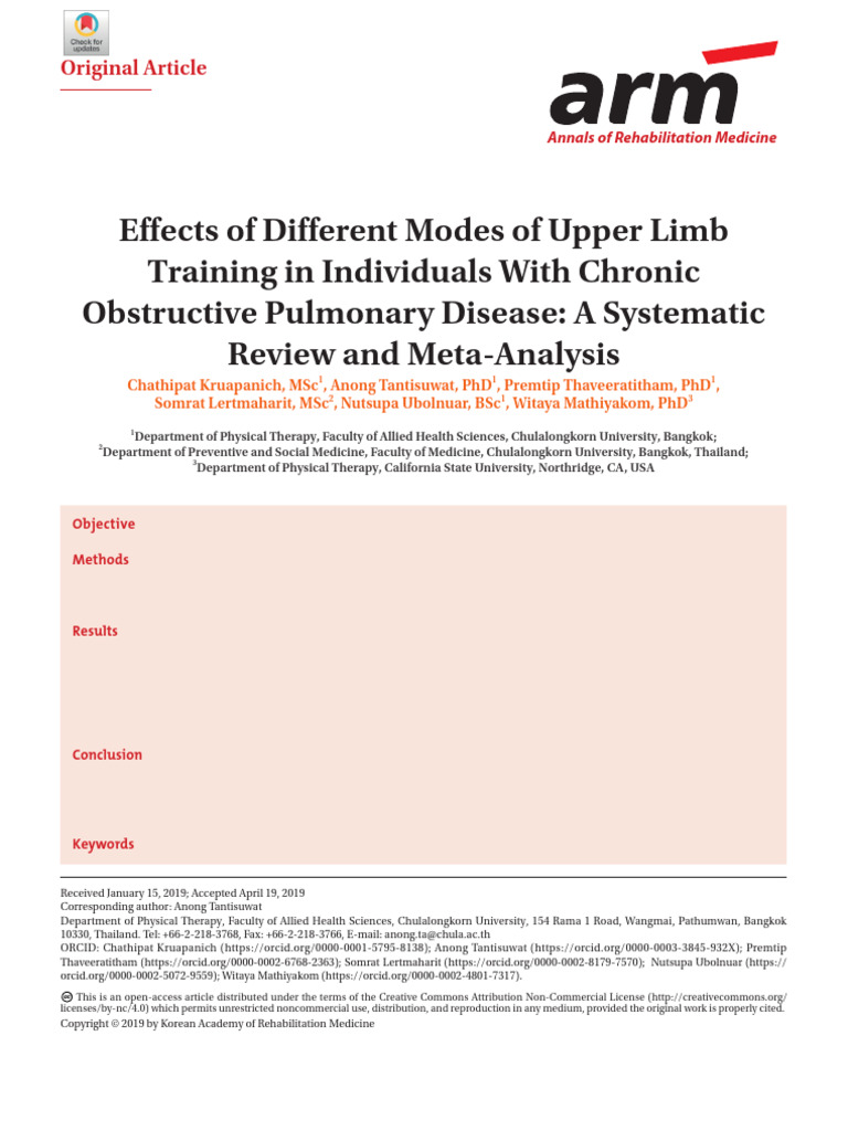 Effects of Different Modes of Upper Limb | PDF | Chronic Obstructive ...