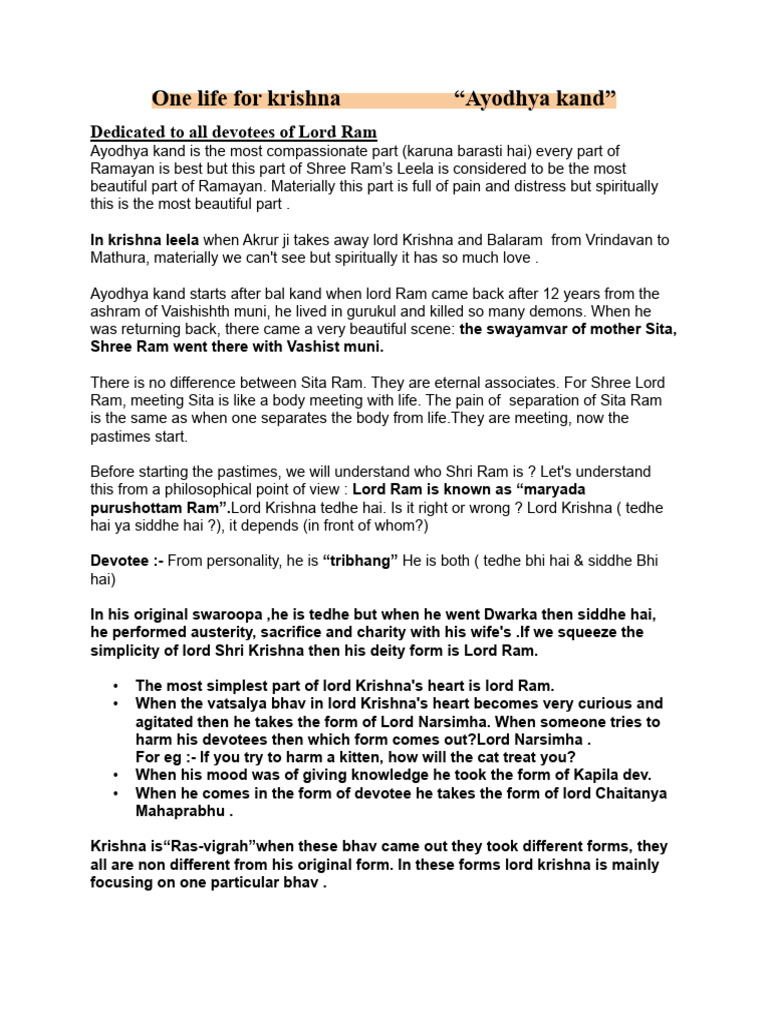 Ayodhya Kand: Ram's Compassionate Leela | PDF | Rama | Sita