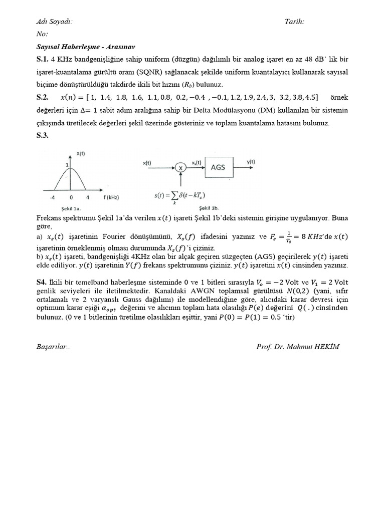 Sayisal Haberlesme Arasinav 2020 2021 UZEM | PDF