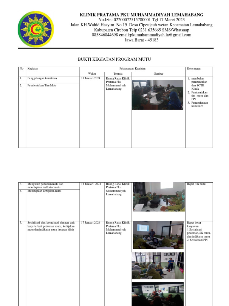 Program Mutu Klinik PKU Lemahabang | PDF
