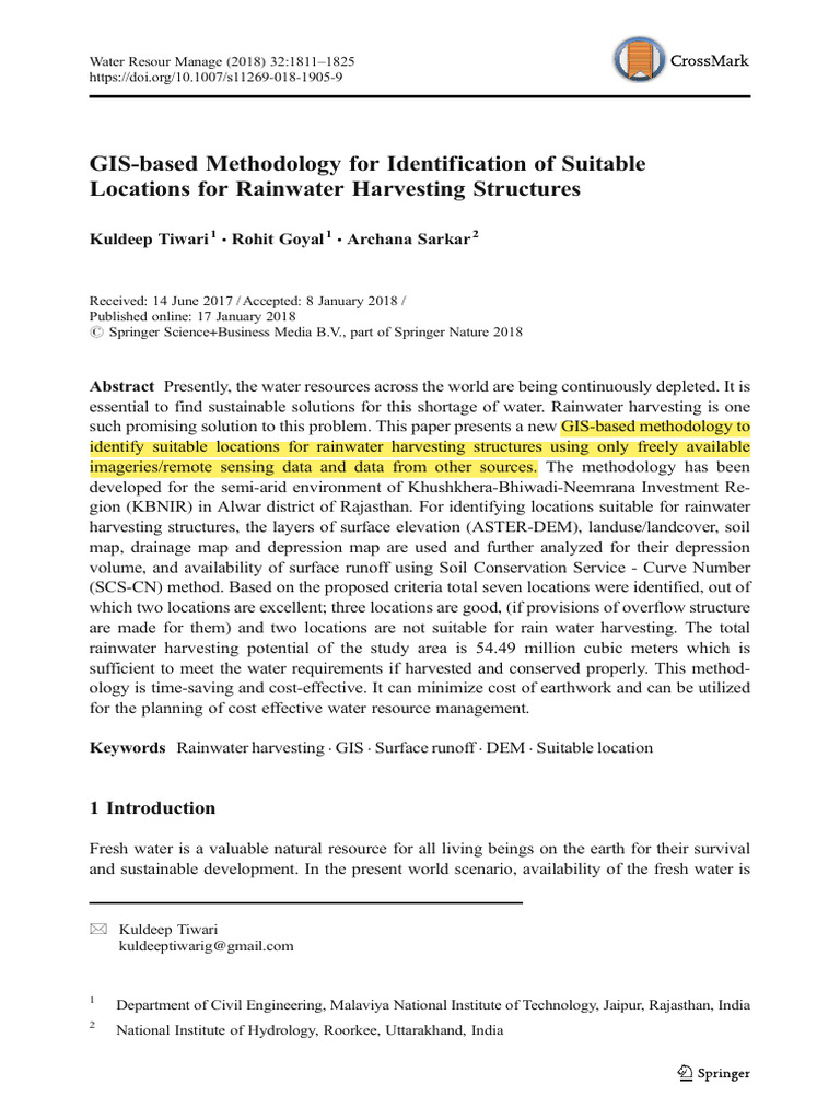 GIS-based Methodology For Identification of Suitable Locations For ...