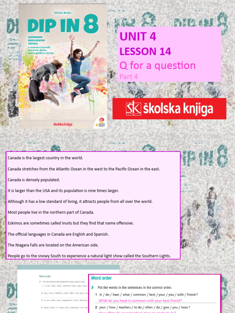 Dip in 8 Unit 4 Lesson 14 Q For A Question Part 4 | PDF | Lacrosse | Linguistics