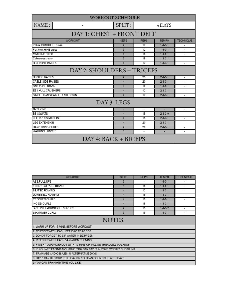 Free Workout Chart | PDF | Weight | Management Of Obesity