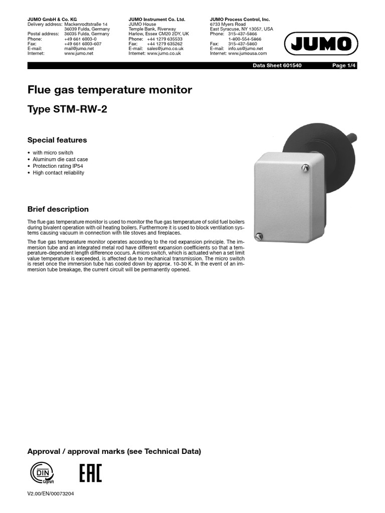 Flue Gas Temperature Monitor: Type STM-RW-2 | PDF | Switch | Pipe ...