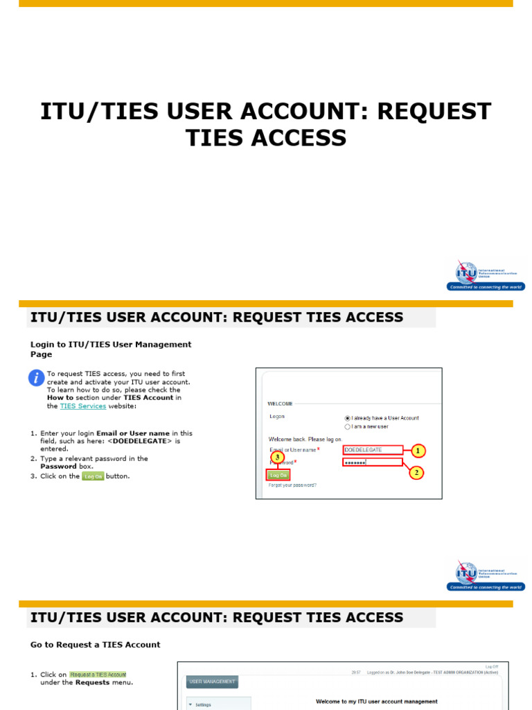 Request TIES Access | PDF | Login | User (Computing)