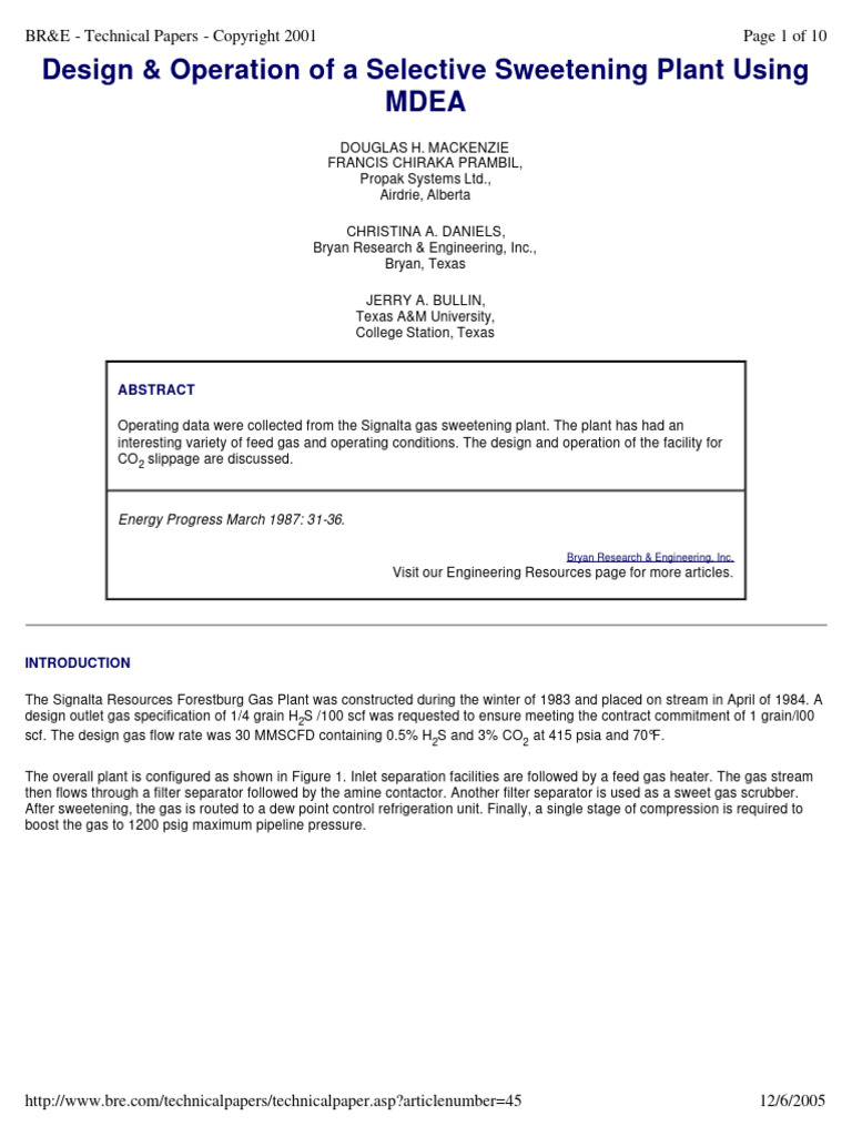 MDEA Sweetening Process | PDF | Pump | Foam