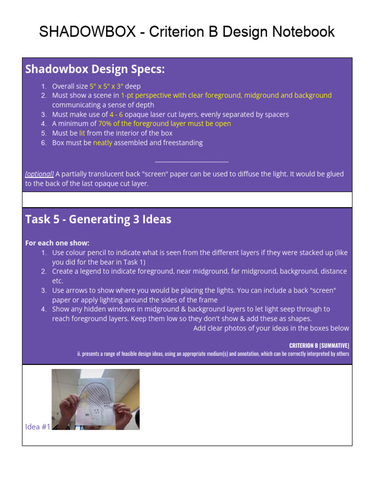 Kingsley Liu - SHADOWBOX - Criterion B Design Notebook | PDF | Home & Garden