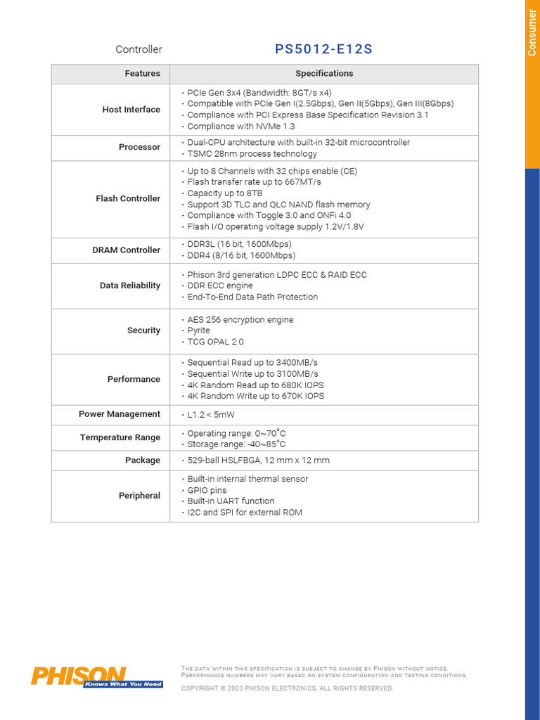 Consumer PS5012-E12S | PDF | Flash Memory | Electronics