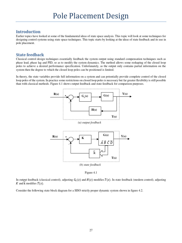 04 Pole Placement Design | PDF | Control Theory | Matrix (Mathematics)