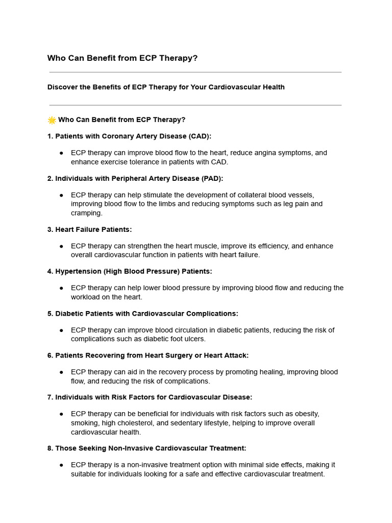 Who Can Benefit From ECP Therapy | PDF | Cardiovascular Diseases | Heart