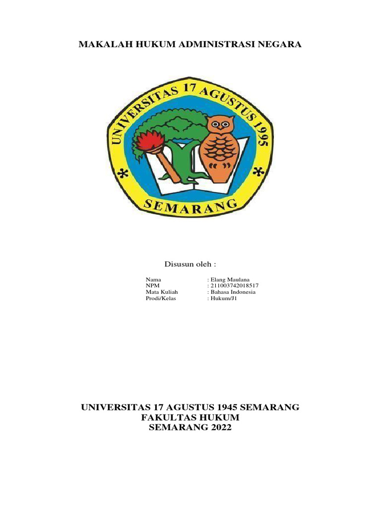 Makalah Seluk Beluk Hukum Administrasi Negara Elang Untag Semarang | PDF