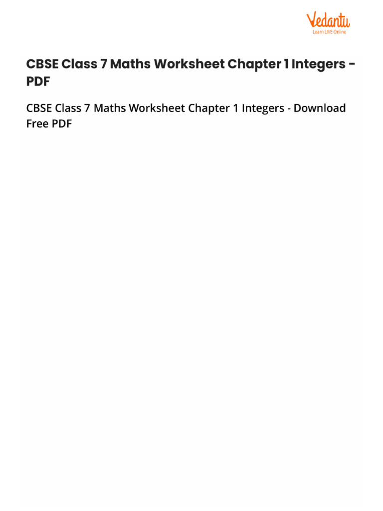 CBSE Class 7 Maths Worksheet Chapter 1 Integers PDF | PDF
