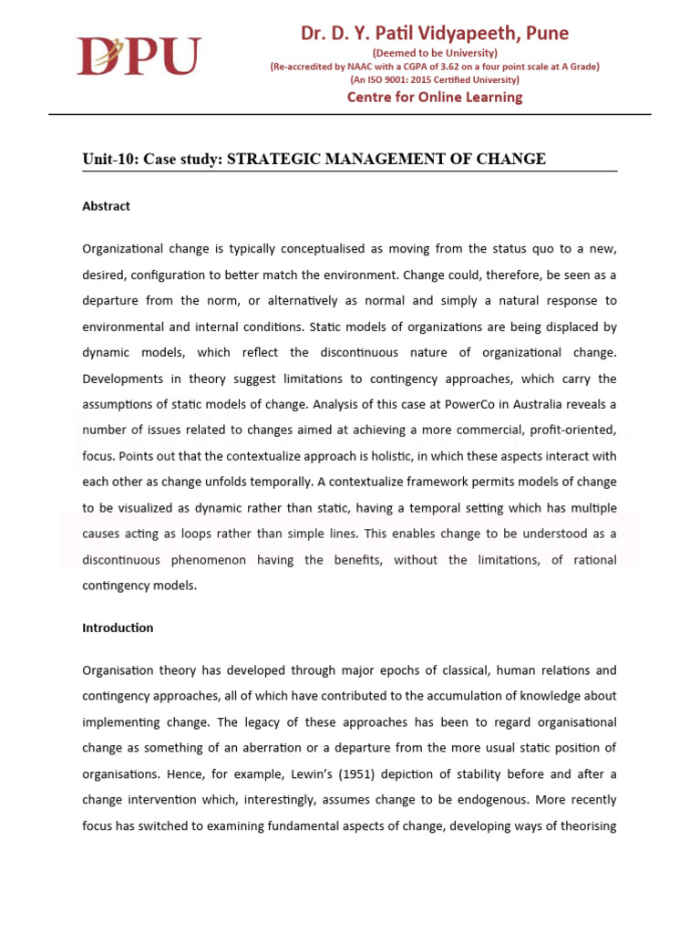 OMBH-306 Organisational Design, Development & Change U10 Cs | PDF ...