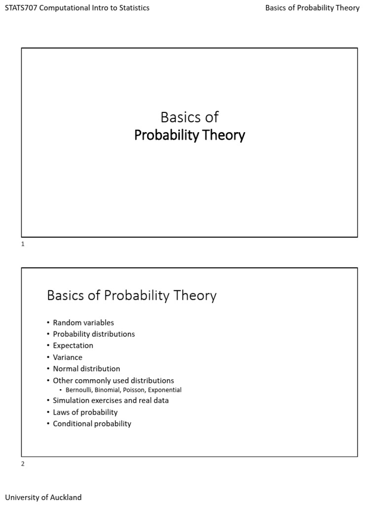 Lesson 2 - Basics of Probability Theory | PDF | Probability ...
