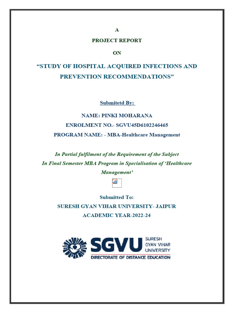 SGVU PROJECT REPORTON Study of Hospital Acquired Infections and ...