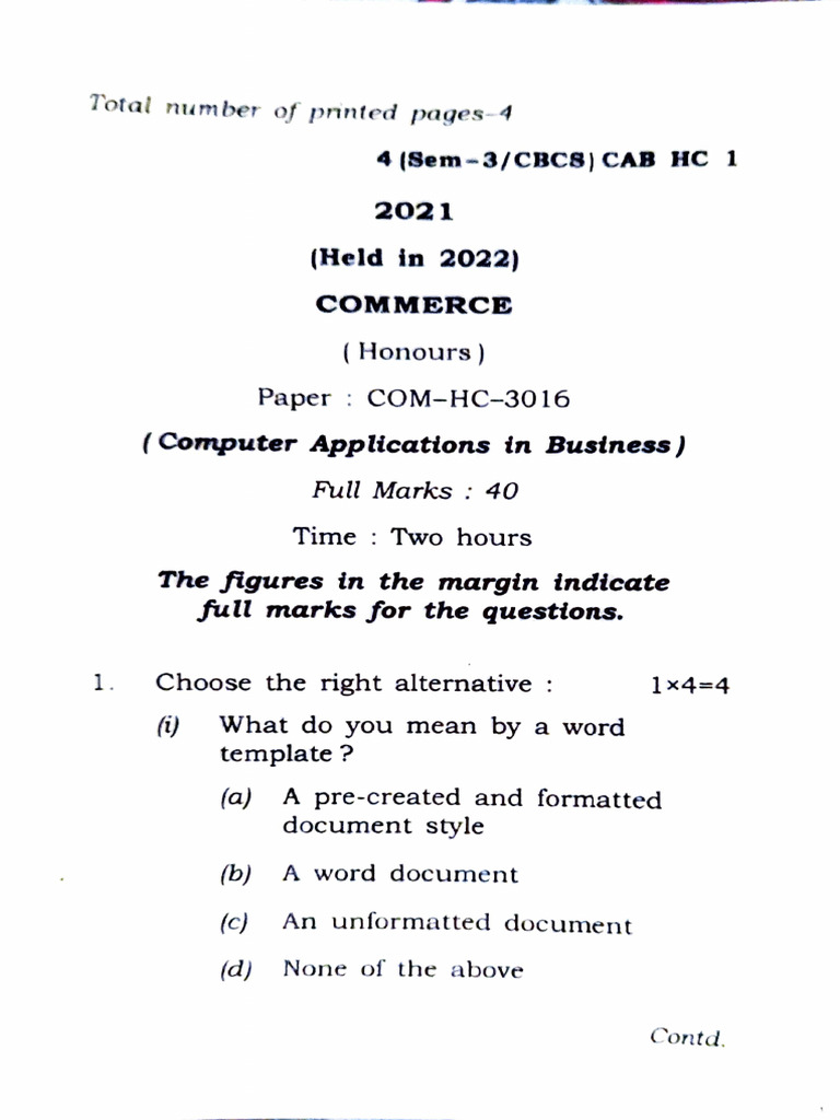 CAB Question Paper | PDF | Databases | Microsoft Excel