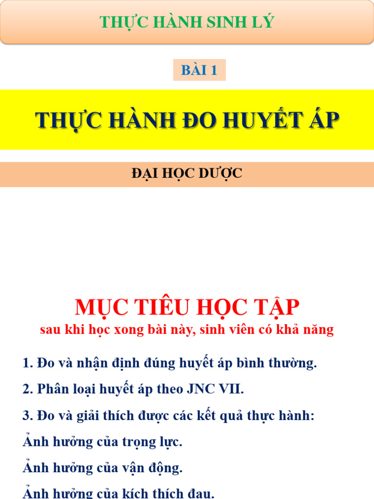 Buoi 1 - Thuc Hanh Do Huyet Ap - DH Duoc | PDF