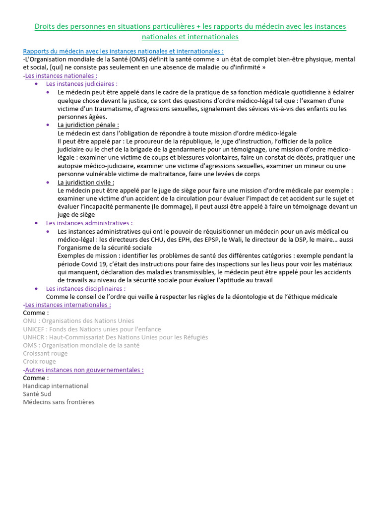 Droits Des Personnes en Situations Particulières | PDF | Consentement éclairé | Jeûne