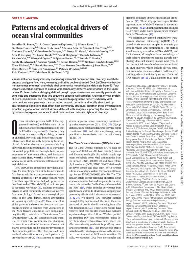 Science 1261498 | PDF | Virus | Ecology