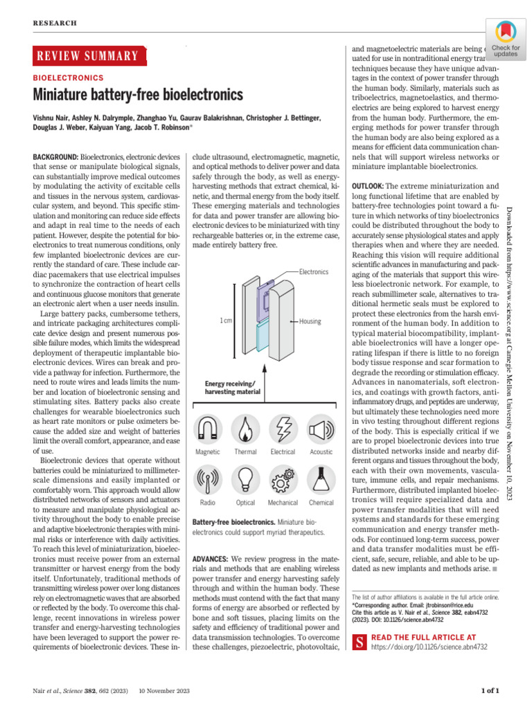 Miniature Battery Free Bioelectronics | PDF | Energy Harvesting ...