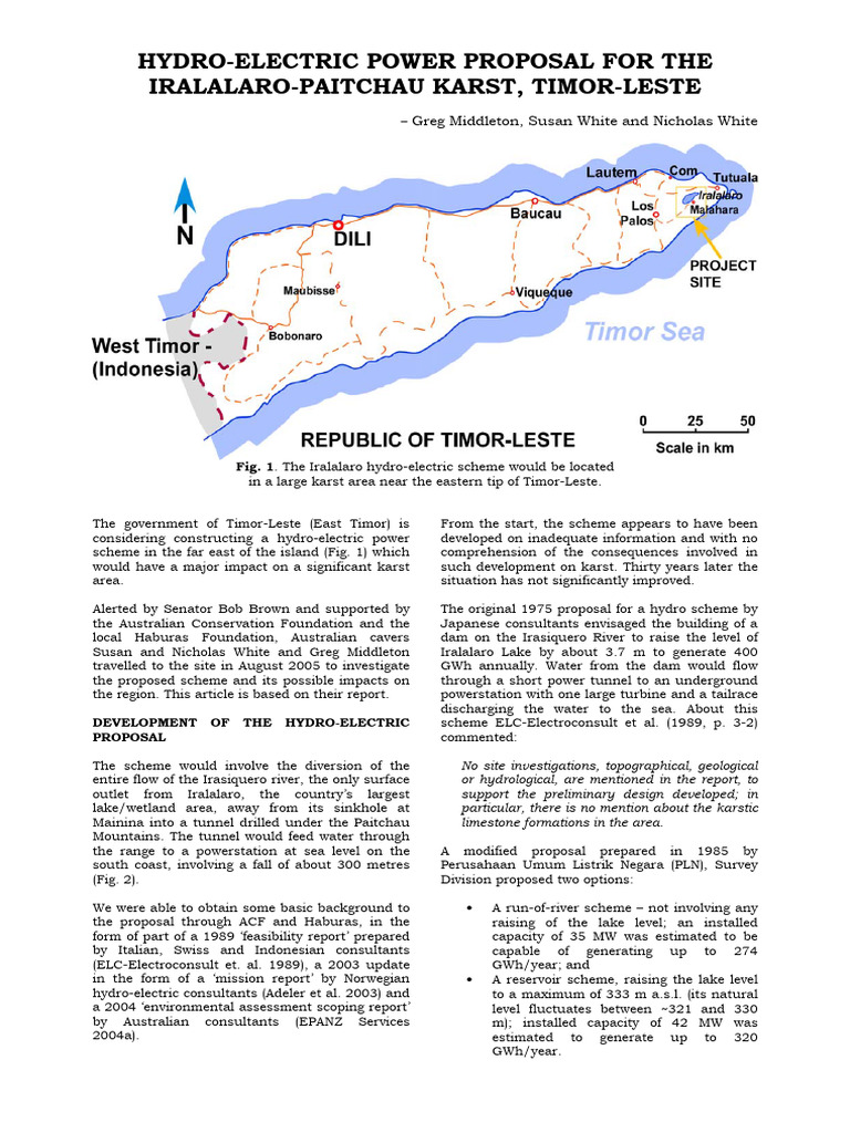 Hydro Power Proposal in Timor - Greg Middleton Et Al | PDF | Sinkhole ...