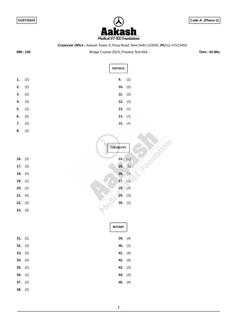 Bridge Course 2024 Practice Test 5A | PDF