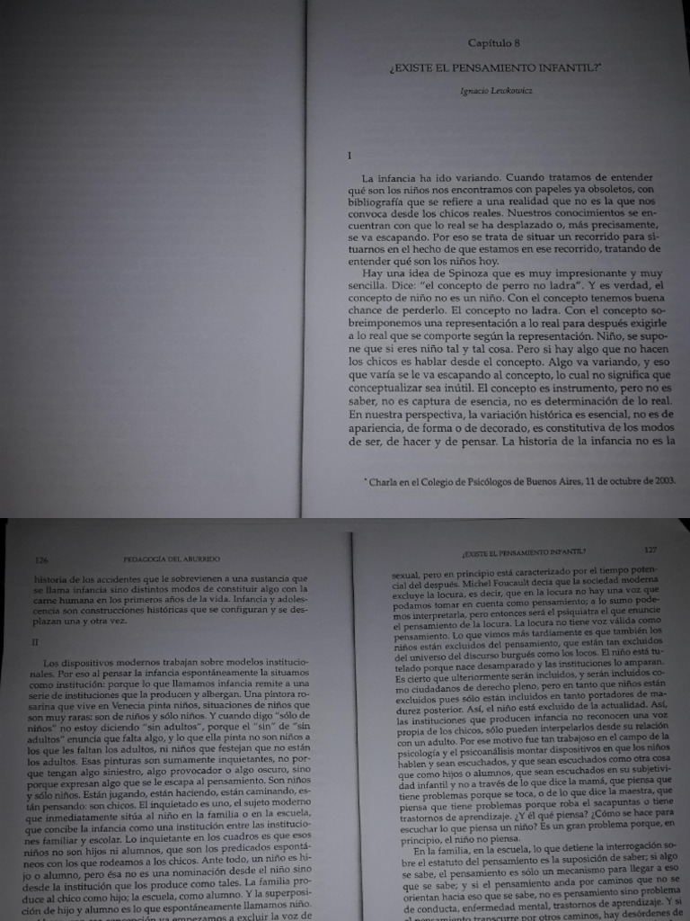 EJE III Lewkowicz - Existe El Pensamiento Infantil | PDF