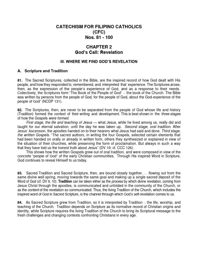 The Scriptures and Tradition | PDF | Bible | Catholic Church