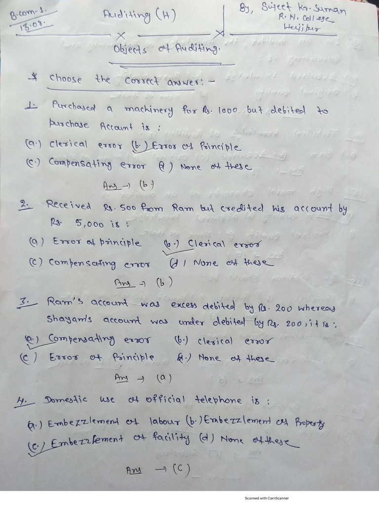 B. Com-1, Auditing, Objects of Auditing Objective BySujeet Kr. Suman | PDF