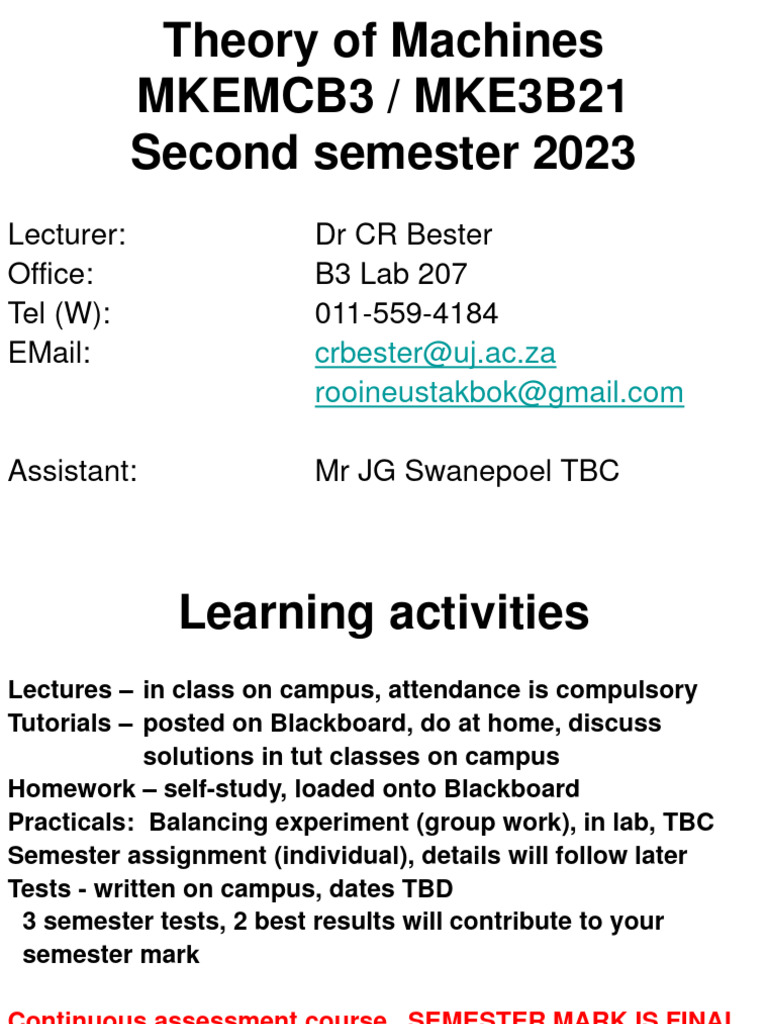 MKEMCB3 - MKE3B21 Week 1 Balancing Lecture Slides 2023-07-21 | PDF | Internal Combustion Engine ...