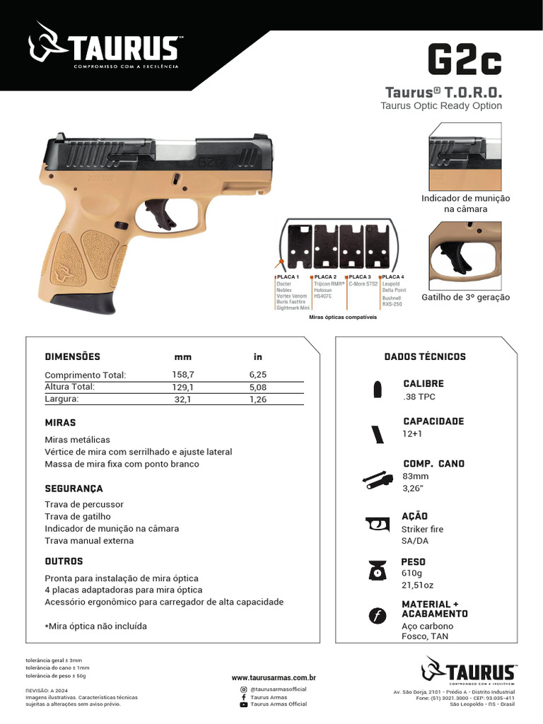 Ficha Técnica - g2c 38 Toro Tan | Download grátis PDF | Munição | Armas ...