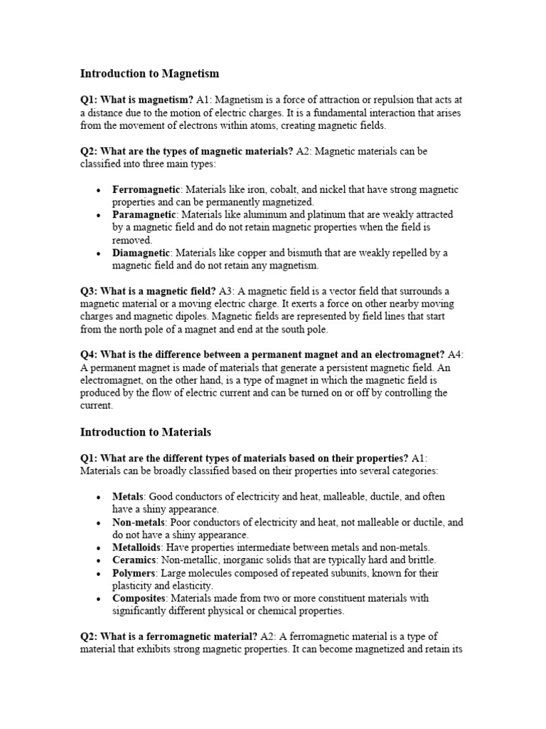 Understanding Magnetism and Materials | PDF | Magnetism | Magnet