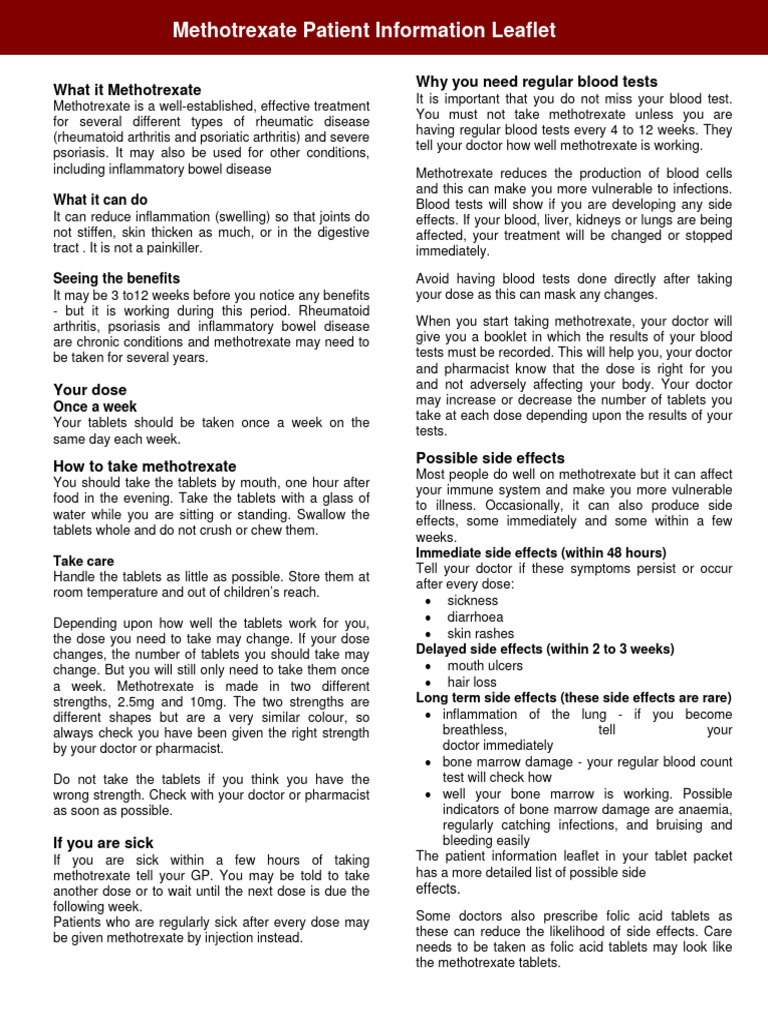 IBD Methotrexate Leaflet | PDF | Psoriasis | Arthritis