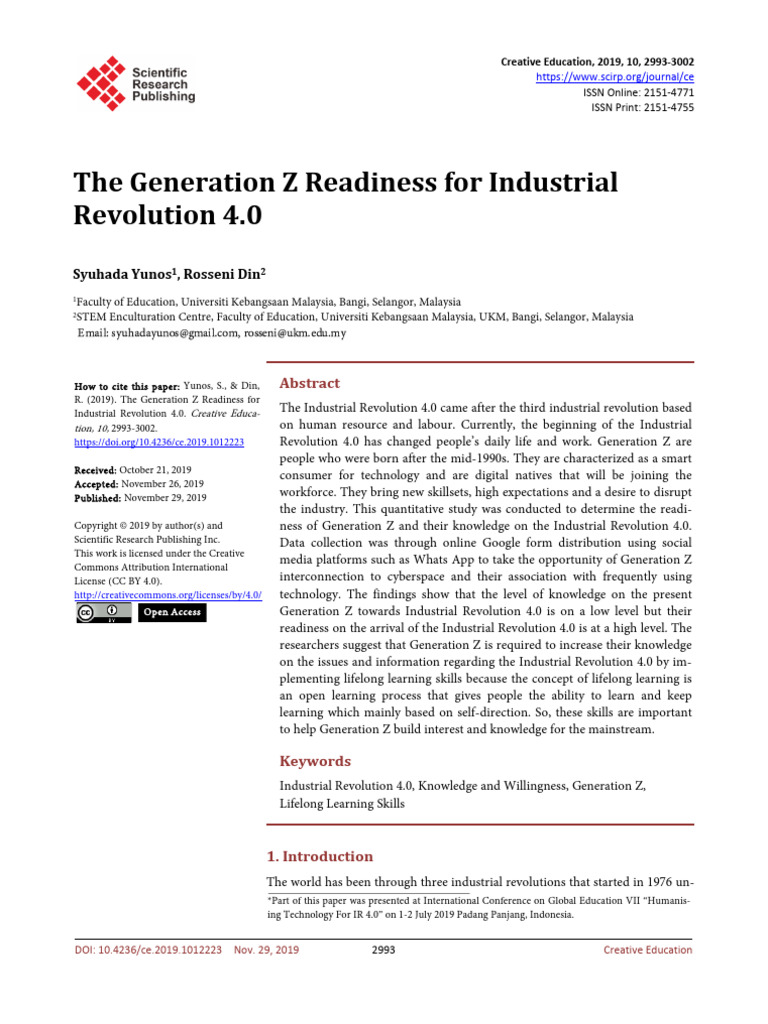The Generation Z Readiness For Industrial Revolution 4.0 | PDF ...