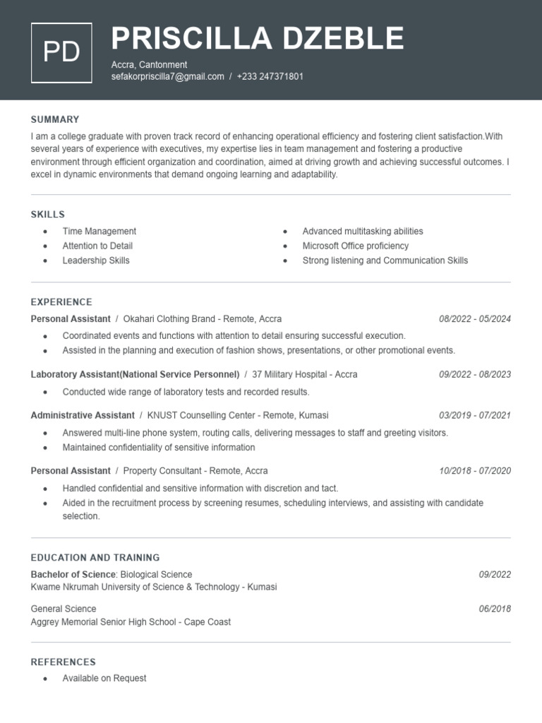 Priscilla Dzeble Resume Pdf