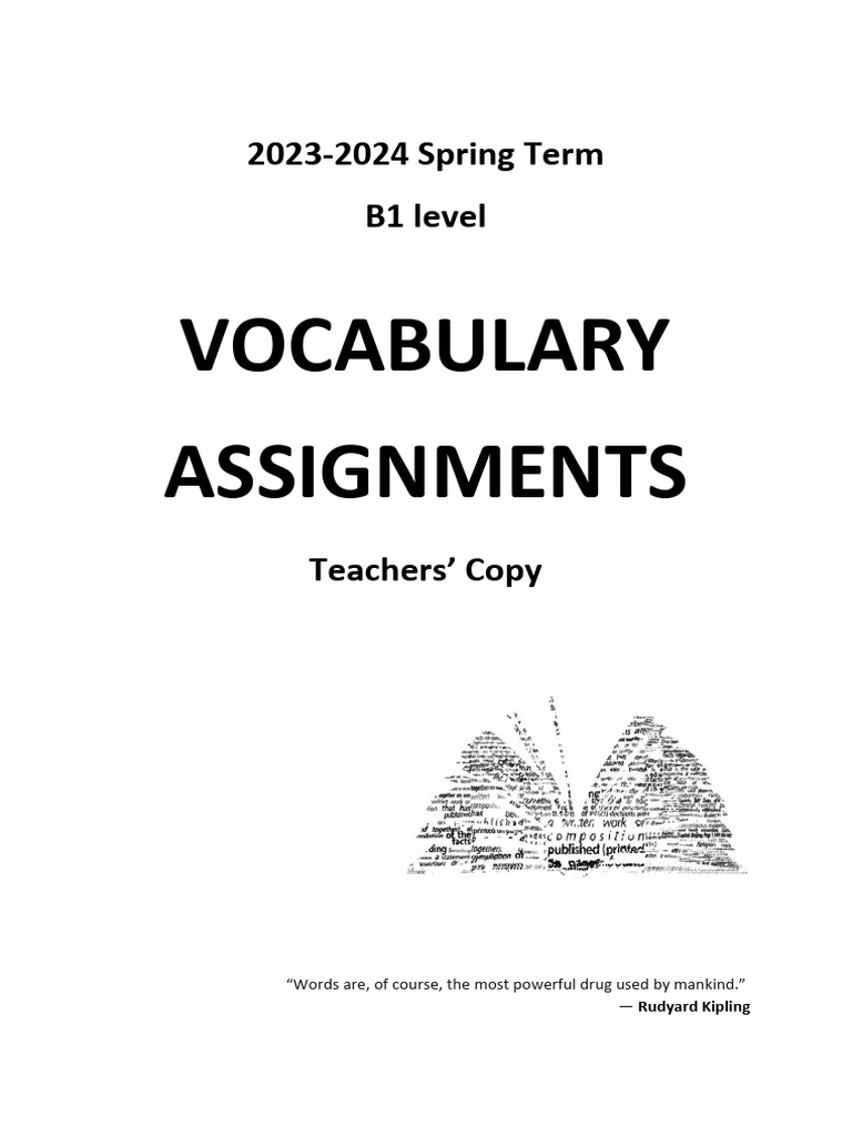 B1 Vocabulary Assignments Guide 2023-2024 | PDF | Vocabulary | English Language