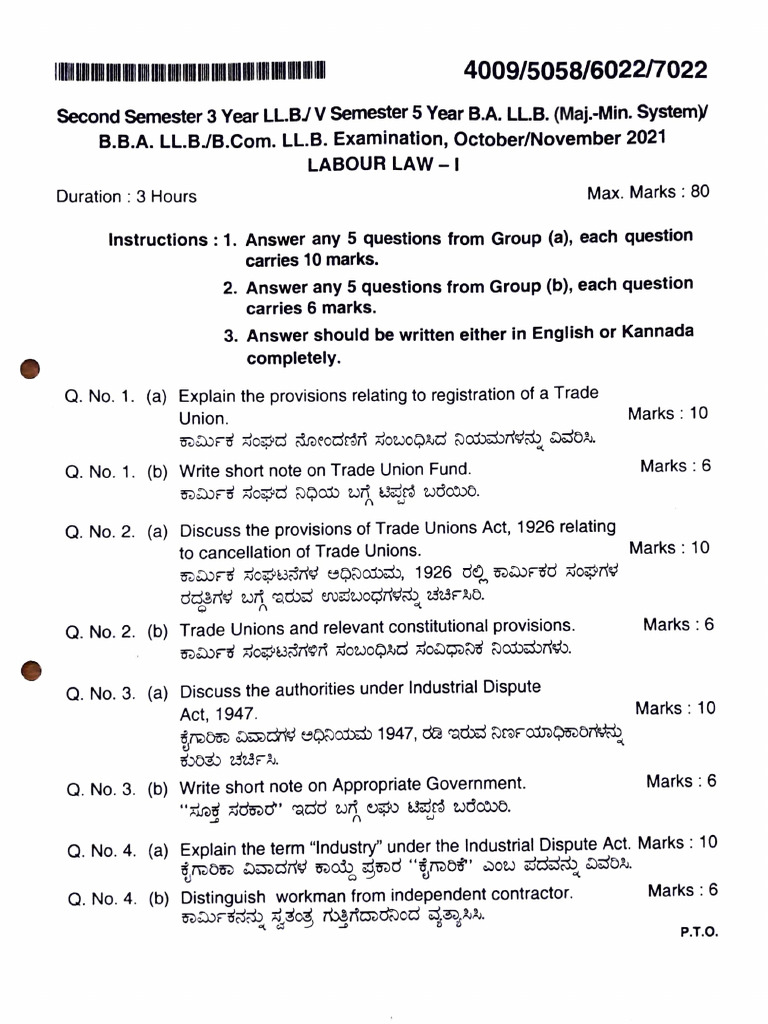 Labour Law 1 Oct Nov 2021 Pdf Industrial Relations Labor