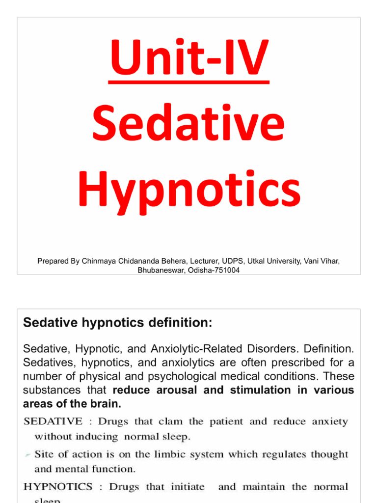 Unit-IV Medichem 1 Sedative-Hypnotics | PDF