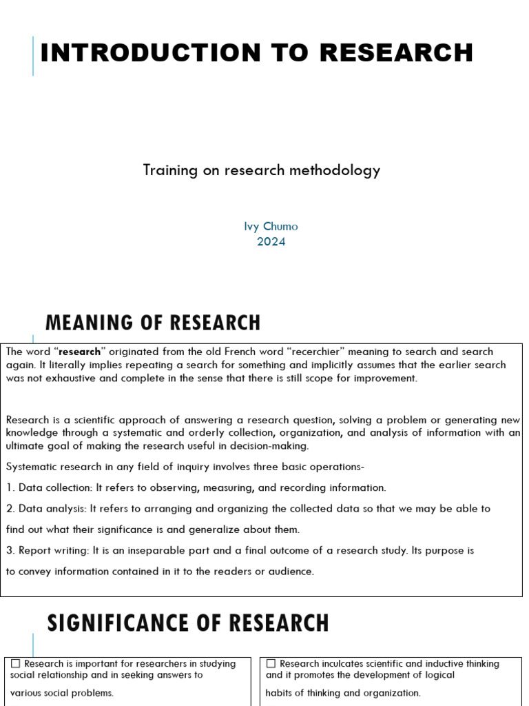 Class 1 Introduction Research 2024 Pdf Methodology Quantitative Research
