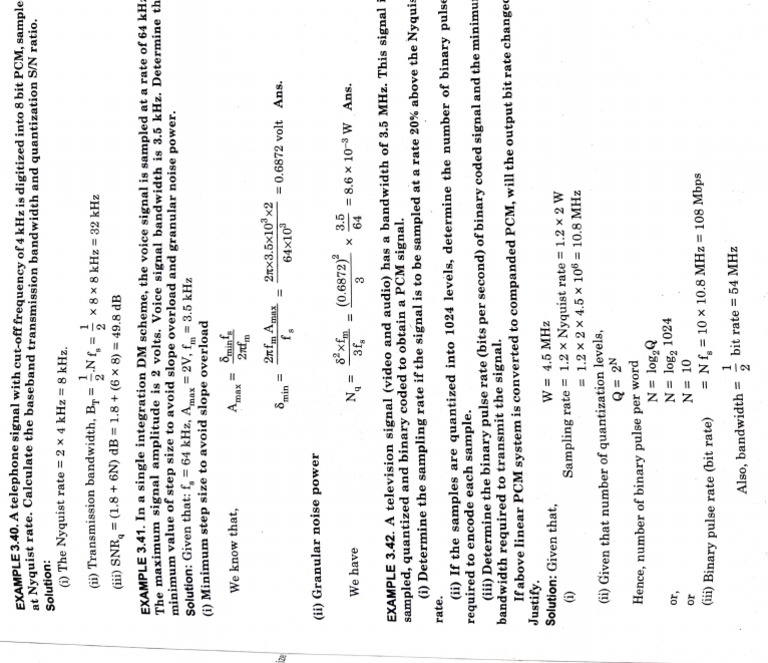 3 4 PCM Numericals and Line Codes 3 | PDF | Sampling (Signal Processing) | Bandwidth (Signal ...