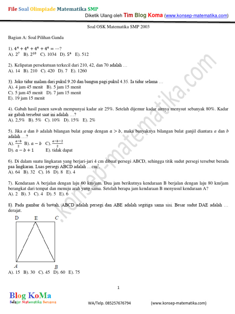 2003 Soal Osk Matik SMP | PDF | Metode & Bahan Ajar