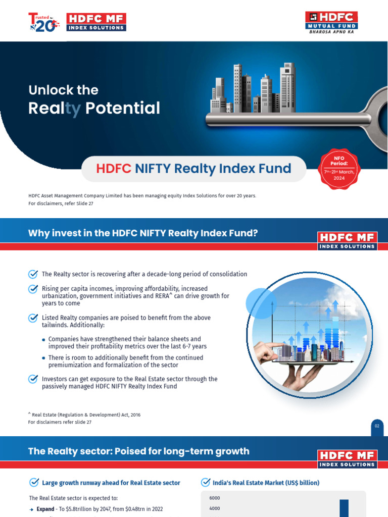 NFO Presentation - HDFC NIFTY Realty Index Fund (March 2024) | PDF | Economies