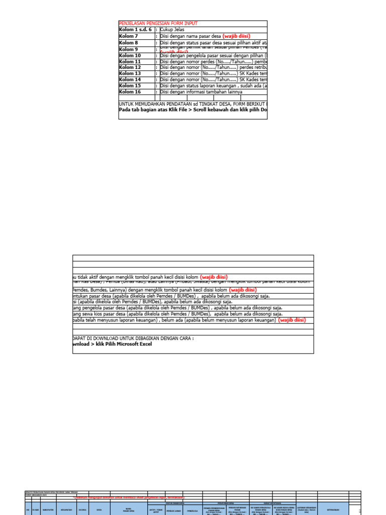 Panduan Pengisian Form Pasar Desa | PDF