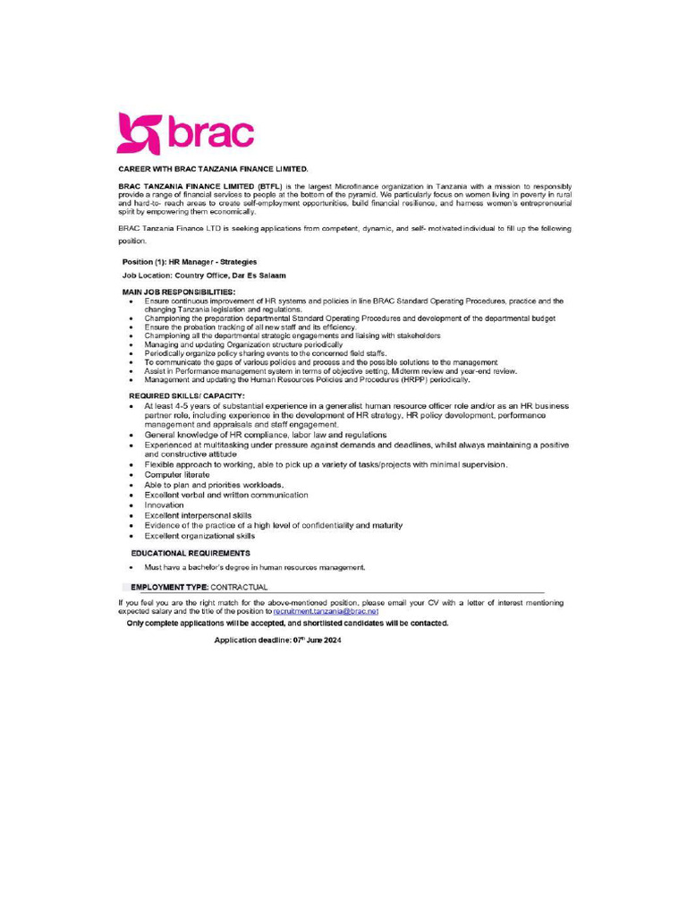 Brac Vacancies June | PDF