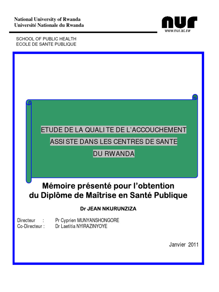 Mémoire Final DR Jean Nkurunziza | PDF | Accouchement | Grossesse