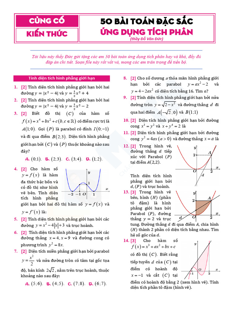 (Ä VÄ ) 50 Bã I Toã¡n Á NG Dá NG TÃ CH PhÃ N Hay - Full Ä Ã¡p Ã¡n Chi Tiáº¿t | PDF