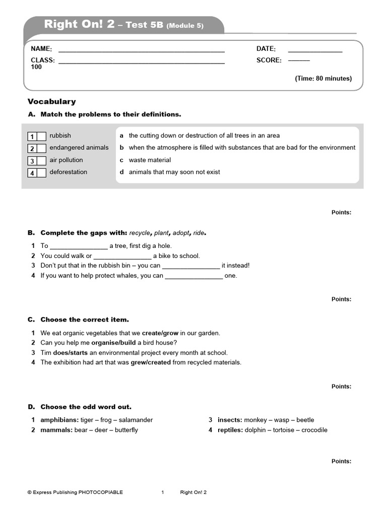 15 Right On 2 - Test 5B - Mod 5 | PDF